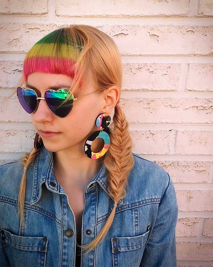 Rainbow Bangs Are the Perfect Trend for Bold Hair Color Beginners