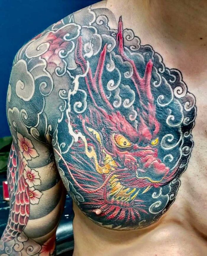 Dragon Traditional Tattoo Chest Symbolism And Design Guide Dragon Traditional Tattoo Chest Symbolism And Design Guide