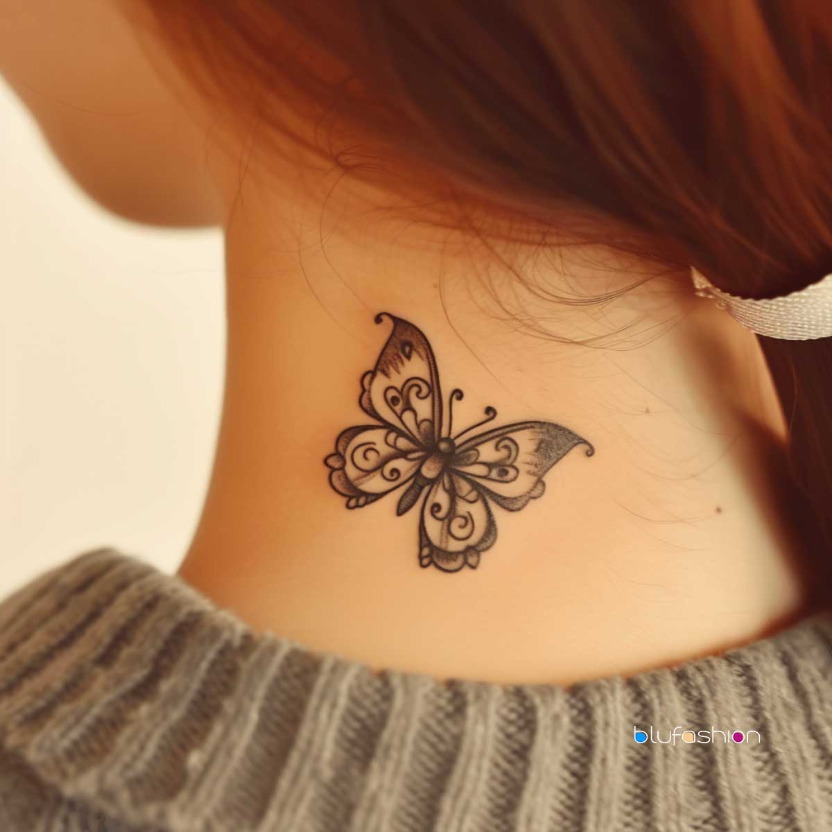 Small Butterfly Neck Tattoos