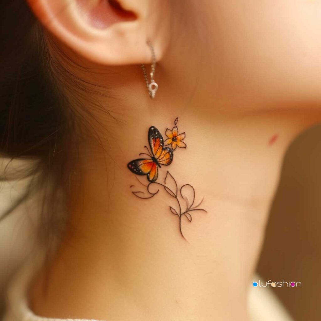 Small butterfly tattoos on neck - Calaverastattoos.com