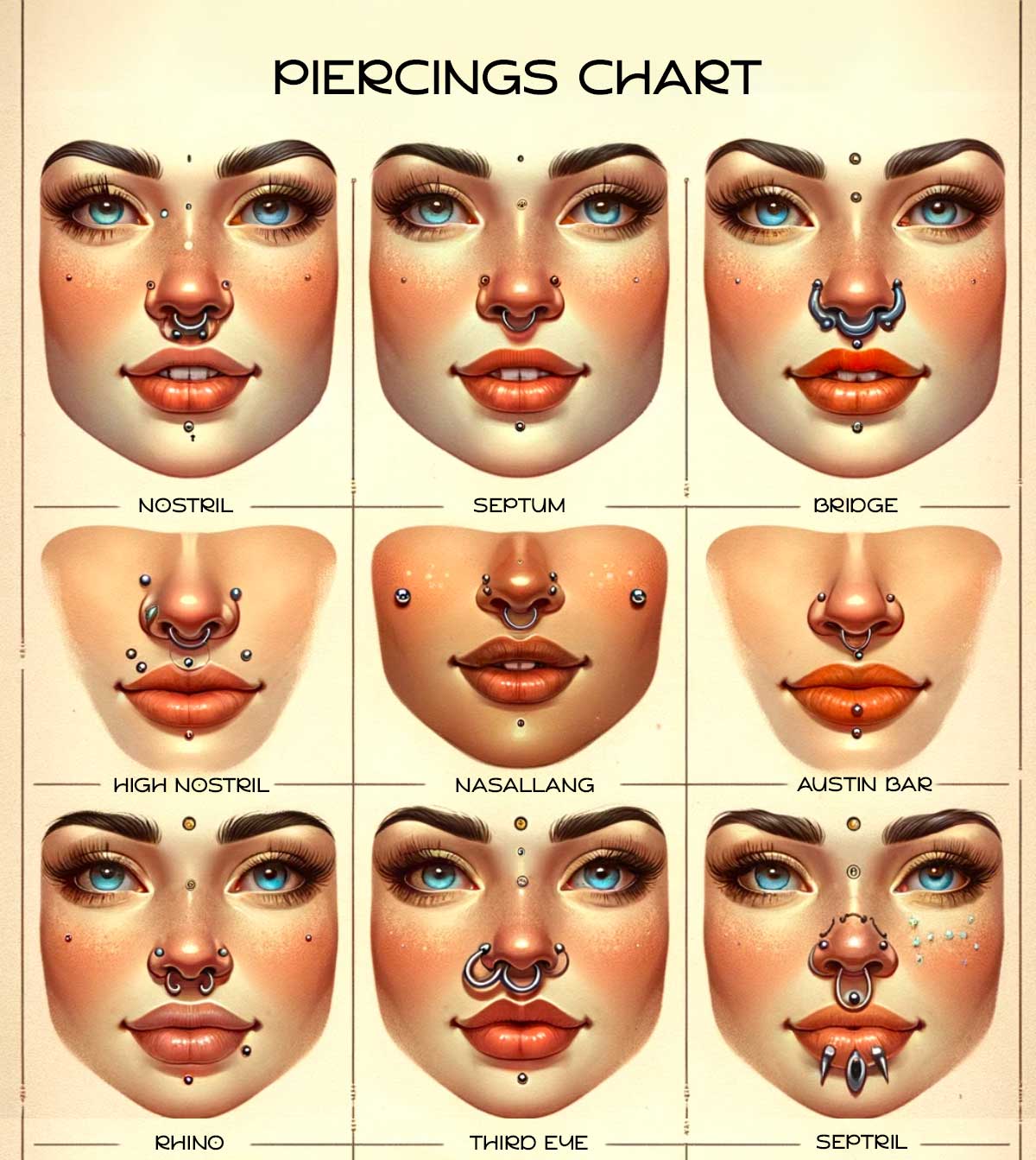 The Ultimate Guide to Nose Piercings: Types, Sizes, and Jewelry ...