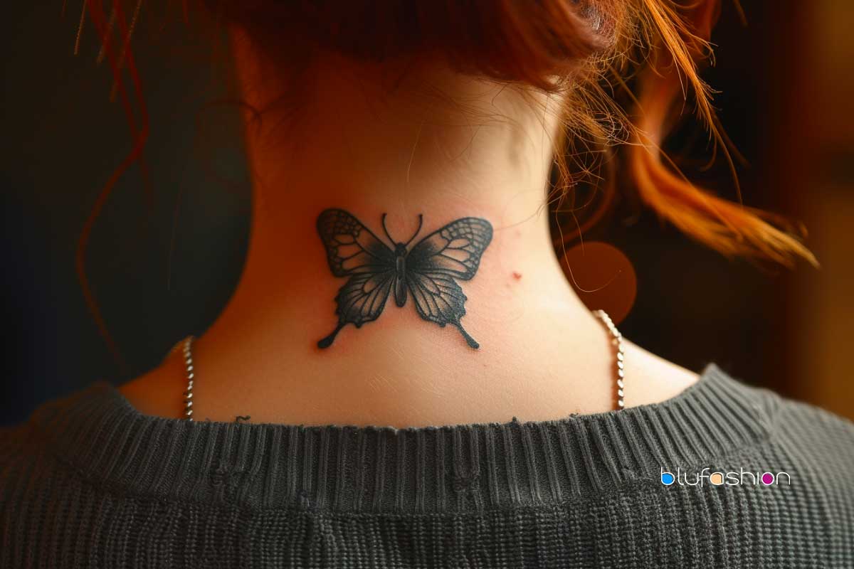 Small Butterfly Neck Tattoos