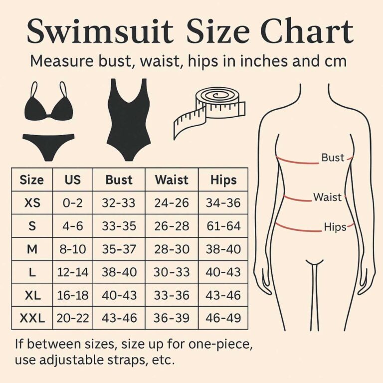 Swimsuit Size Chart & Calculator, find your fit and support fast