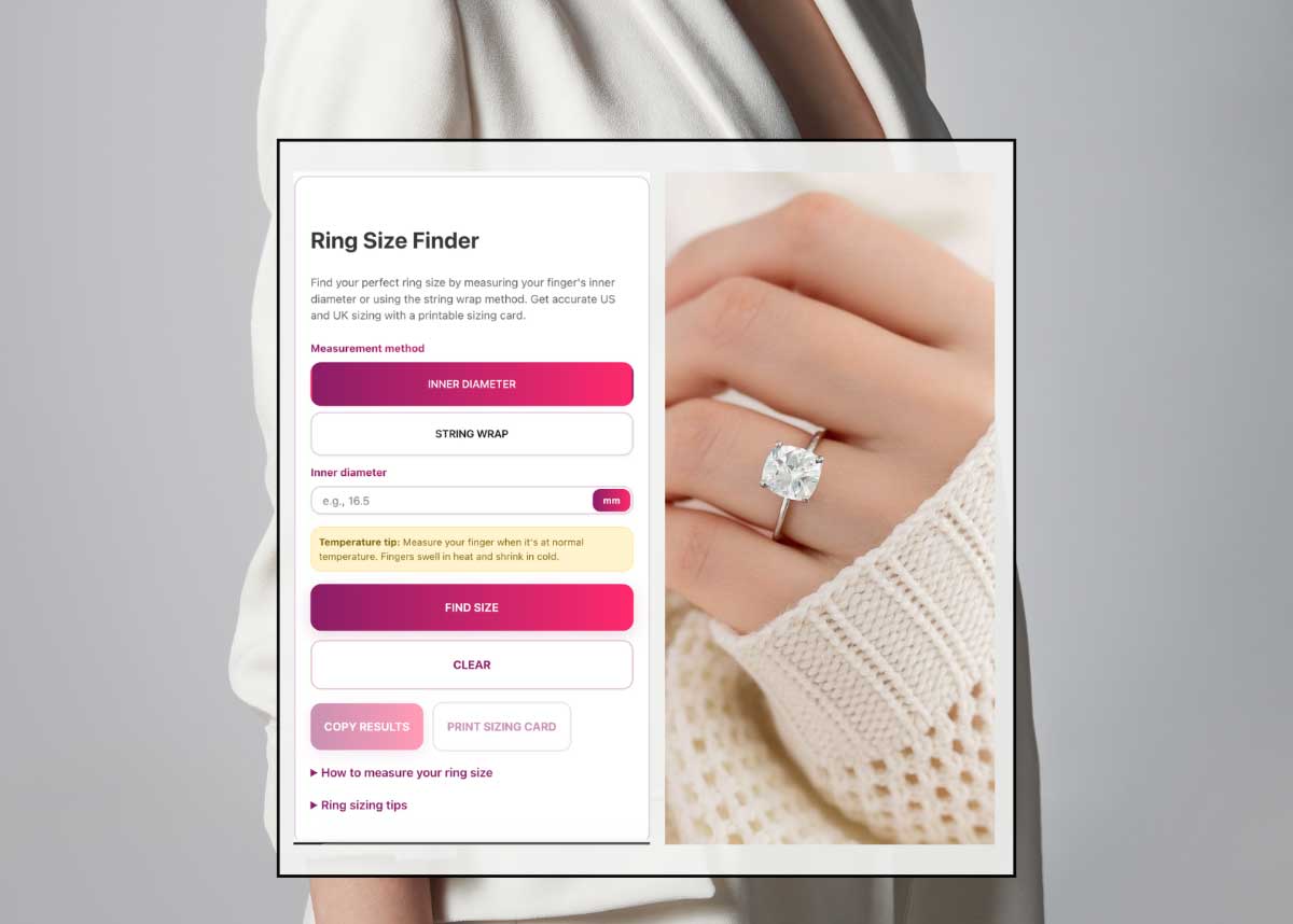 Ring Size Finder and Calculator, measure at home fast