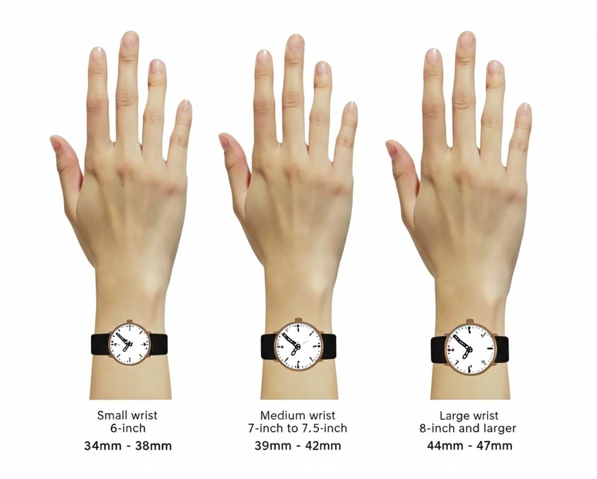 Watch Case Size Guide, wrist to watch in minutes